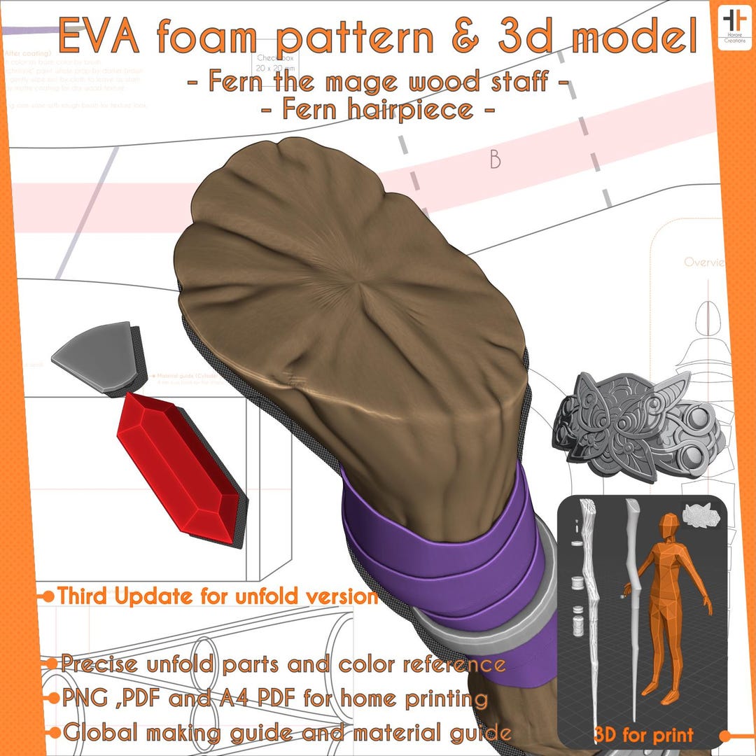 Fern Magic Wood Staff ( + Hairpiece) - Sou Sou No Frieren (frieren ...