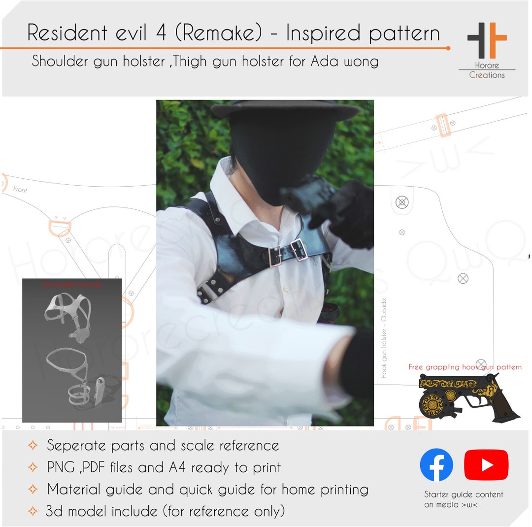 Gun Holster and Grappling Hook Gun for Ada Wong Cosplay Resident Evil 4 remake Cosplay Pattern ...