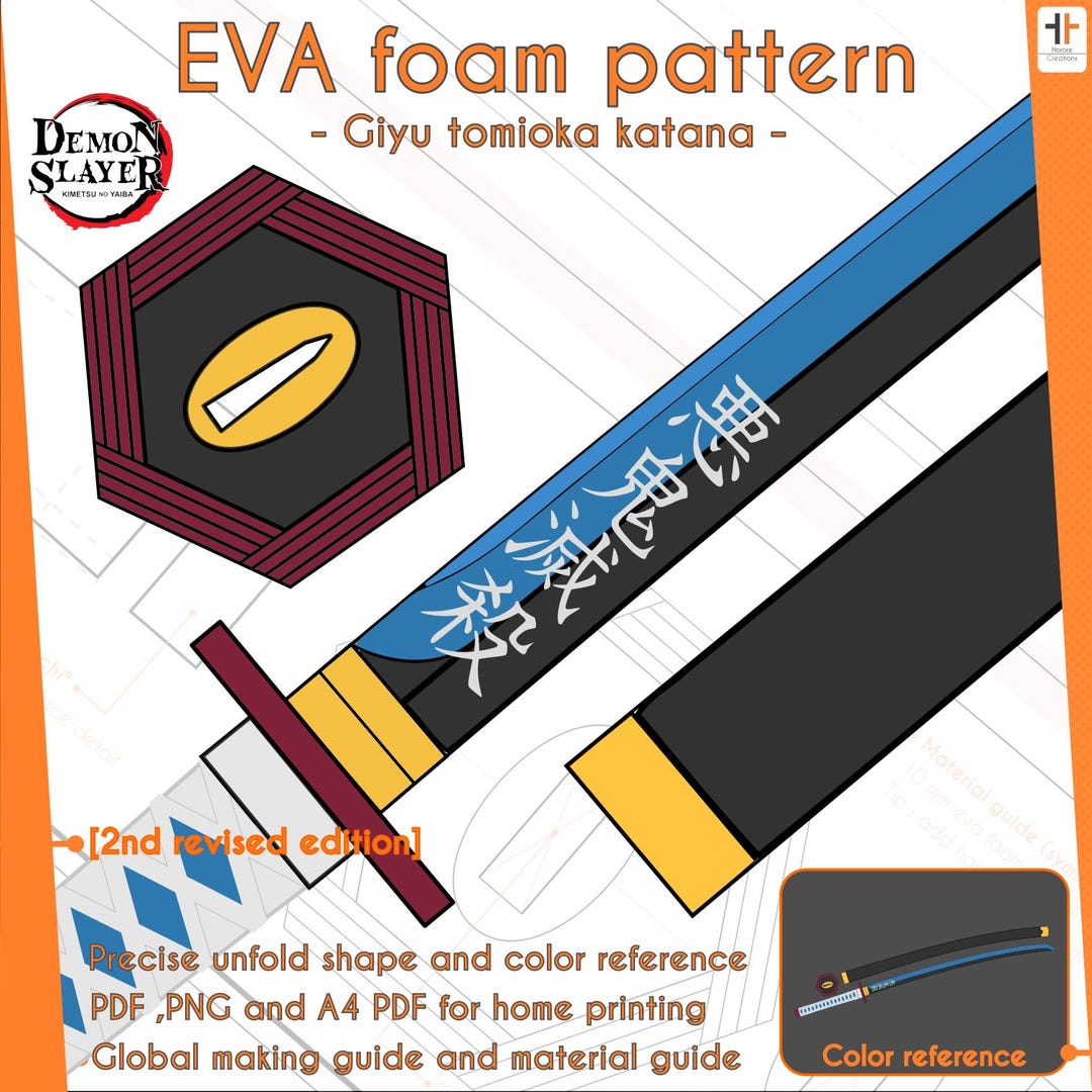 Giyu Pillar Katana - Demon Slayer | Cosplay Pattern & Template - Etsy
