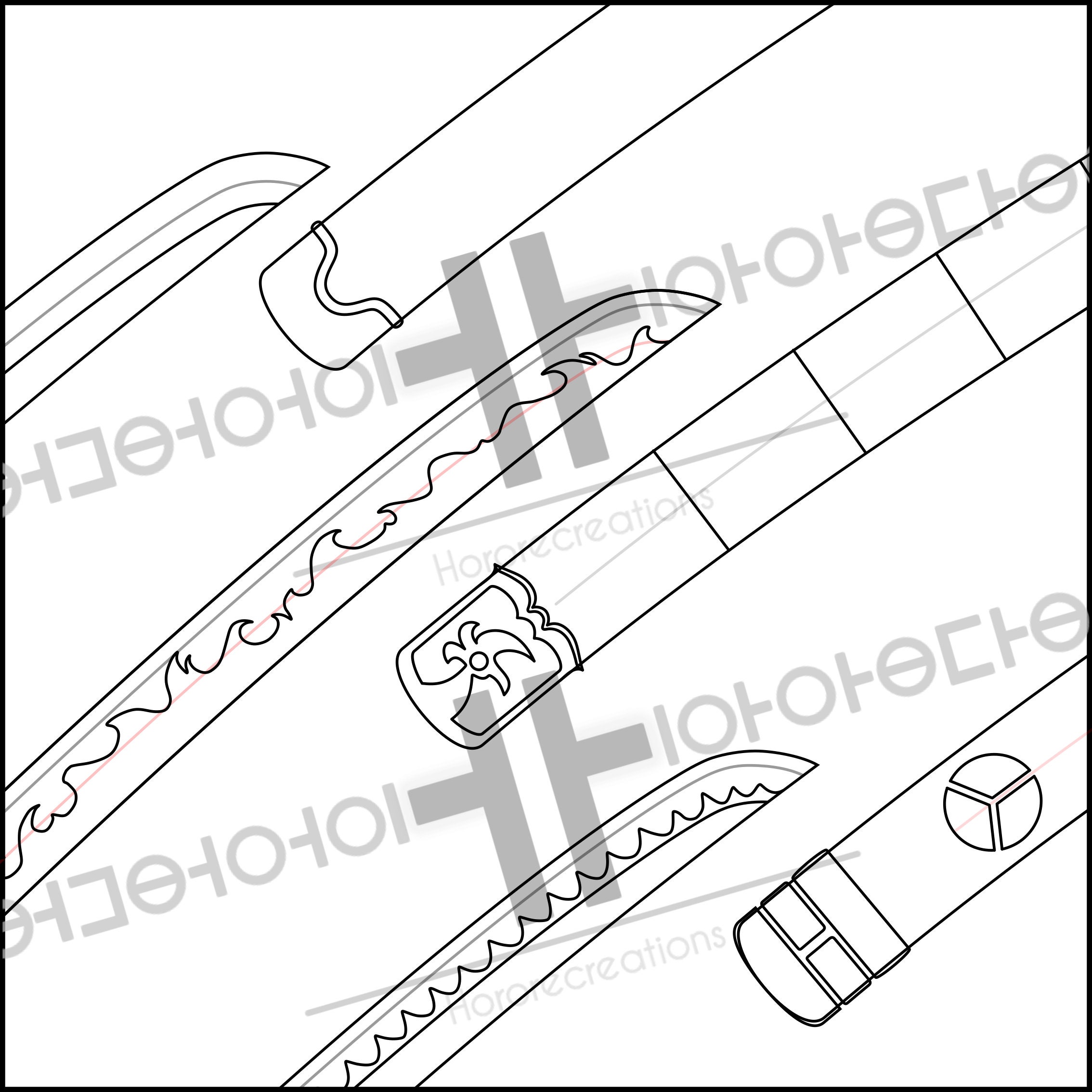 Cosplay Pattern&template Roronoa Zoro Katana 3 Swords - Etsy