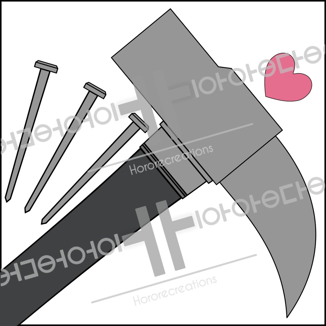 Cosplay Pattern&template - Anime Curse Heart Hammer and Nails - Etsy