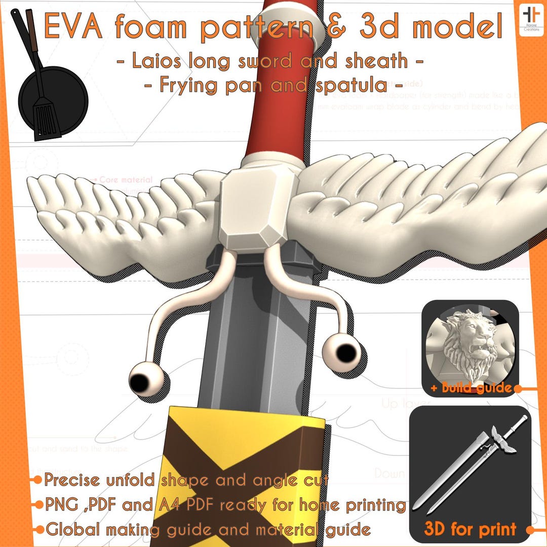 Laios Touden Sword and Sheath ,frying Pan ,spatula (3d Model Ready to ...