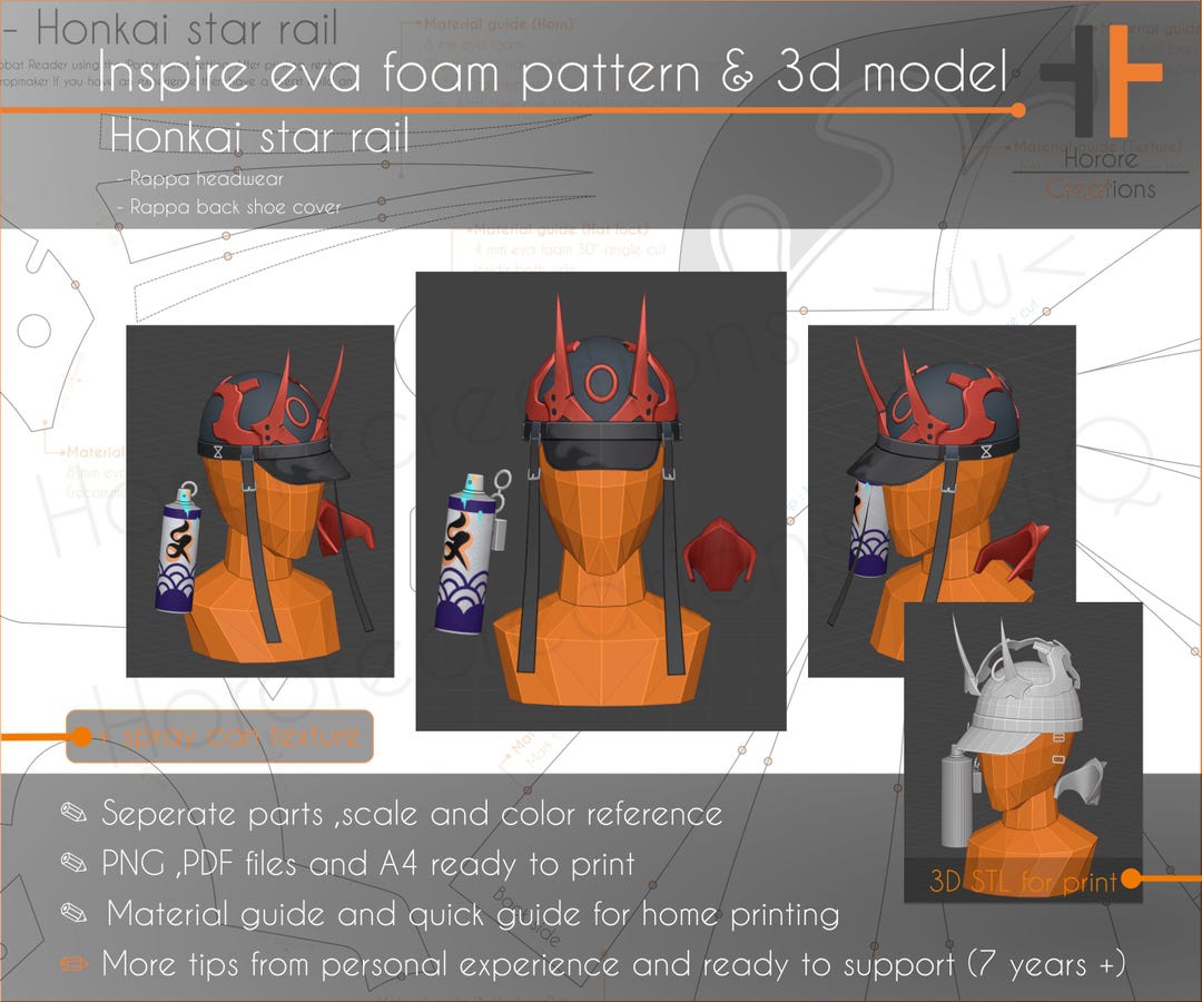 Honkai Star Rail Rappa Headwear Pattern & 3D Model (PDF) - Etsy