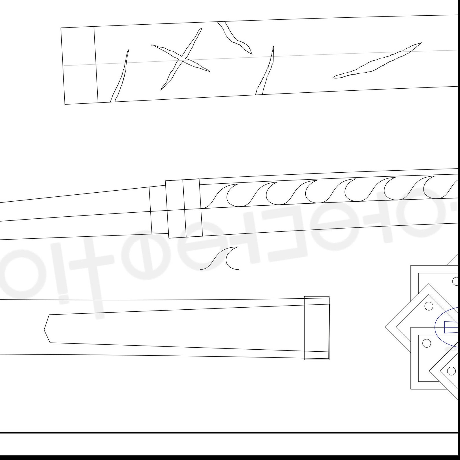 Cosplay pattern&template katana anime vento | Etsy