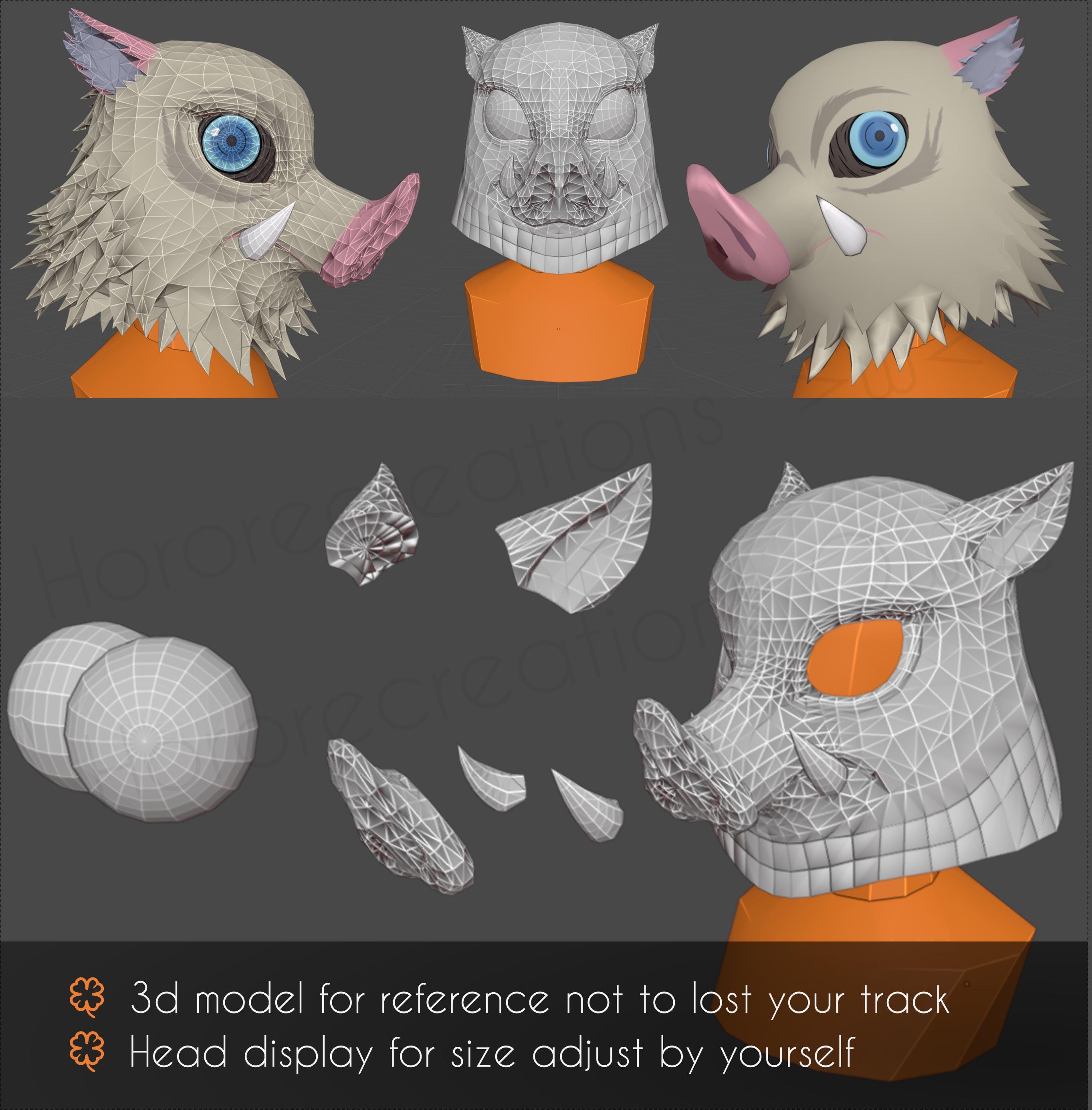 Wild Boar Head Wear - Demon Slayer (kimetsu No Yaiba) | Cosplay Pattern ...