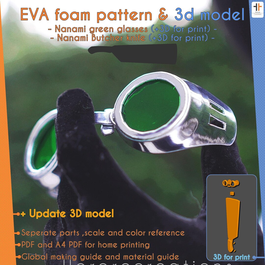 Nanami Green Glasses and Butcher Knife Prop | Inspire Cosplay Pattern ...