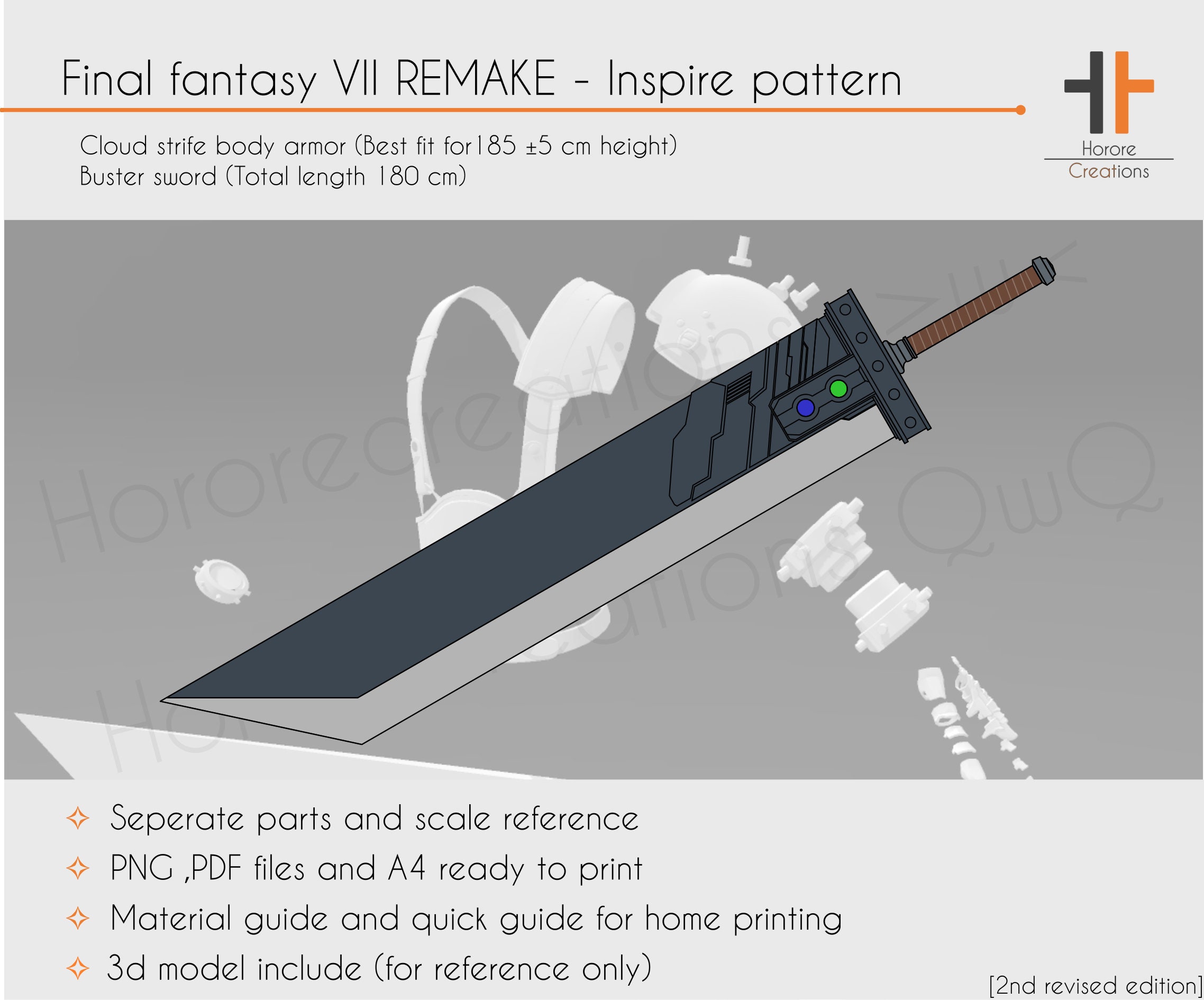 Cloud Strife Armor and Buster Sword Final Fantasy VII REMAKE Cosplay ...