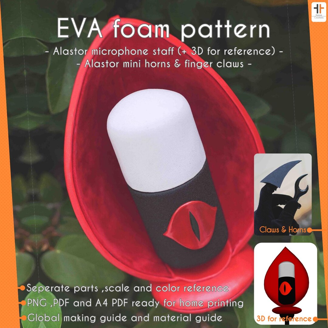 Alastor Microphone Staff, Finger Claws and Tiny Horns - Hazbin Hotel ...