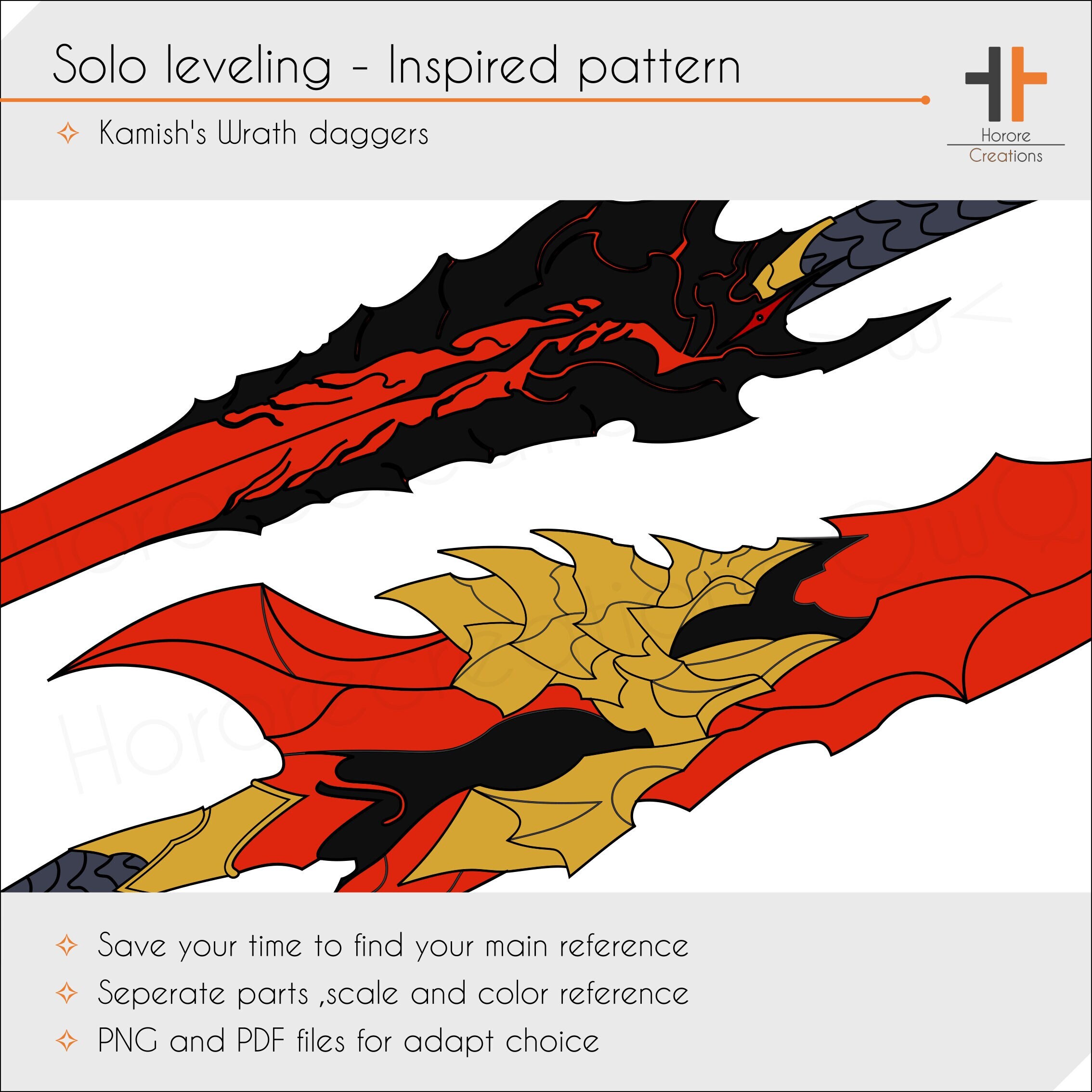 Dungeon Dual Daggers kamish Wrath Daggers Solo Leveling Cosplay Pattern ...