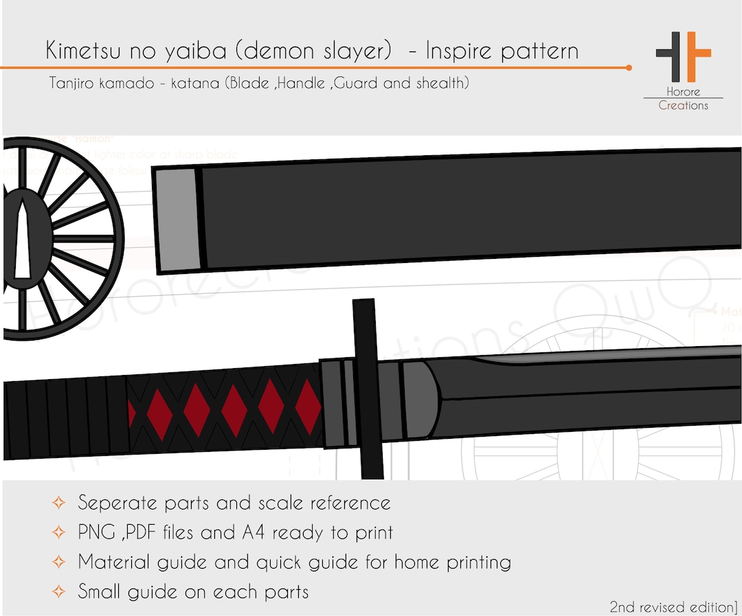 Anime Protagonist Katana Black Sword Cosplay Pattern&template - Etsy