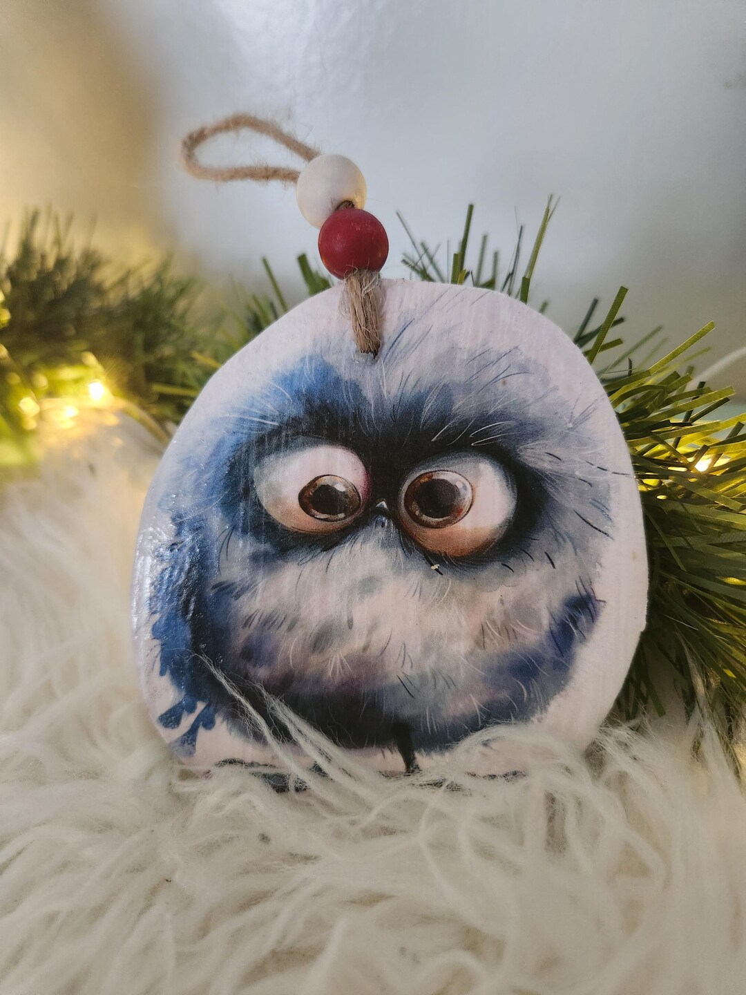 Cute Fat Grumpy Blue Bird Christmas Ornament - Etsy