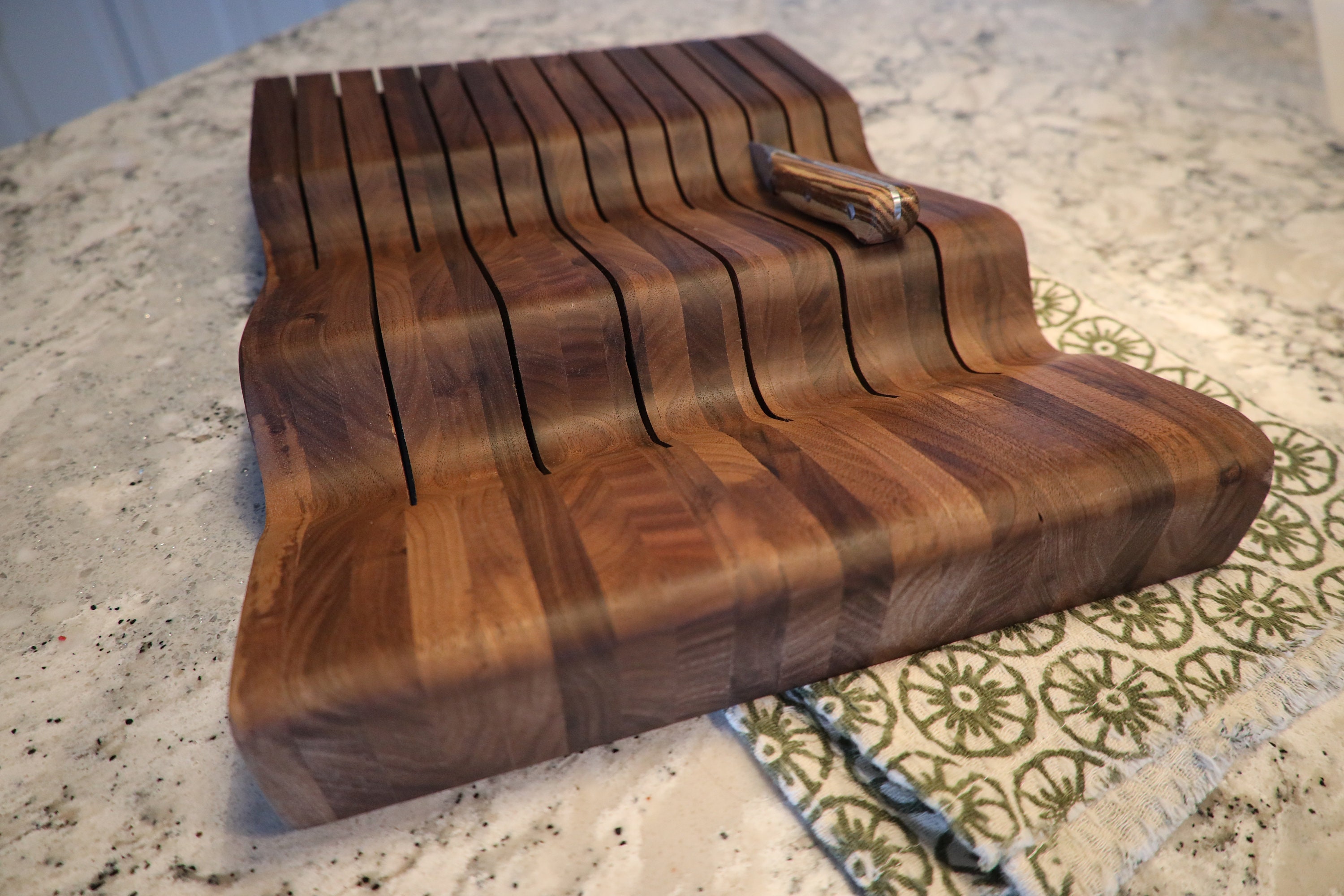 Handmade Curved Black Walnut Knife Block - Etsy