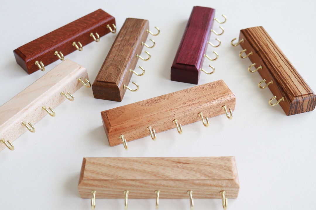 Exotic Wood Key Holder: Wall Mounted Entryway Organizer, Customizable ...