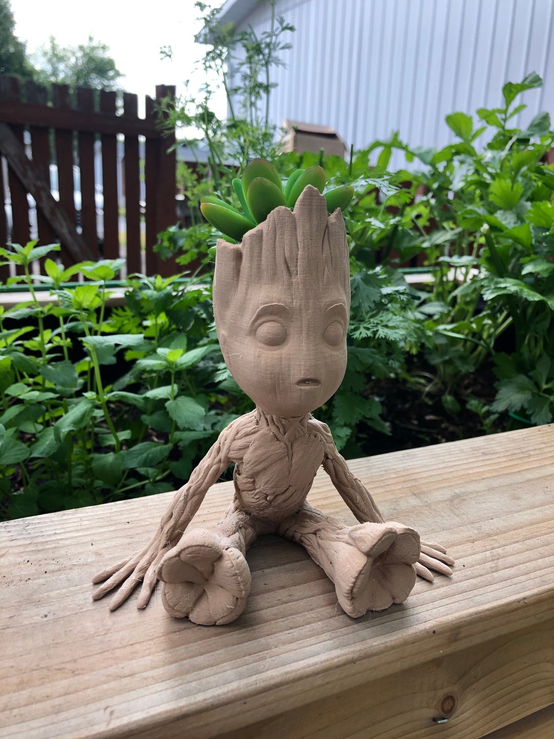 3D Printed Groot Planter, Wood-look PLA - Etsy