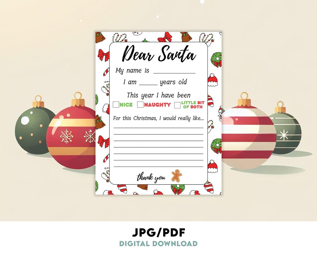 Santa Letter - Printable Digital File for Family Fun - English and ...