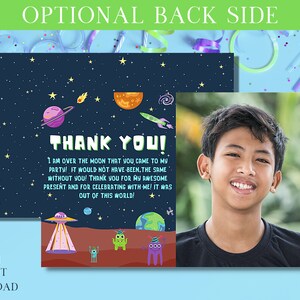 Space Alien Kids Birthday Thank You Card 7x5 Red Planet Mars - Etsy