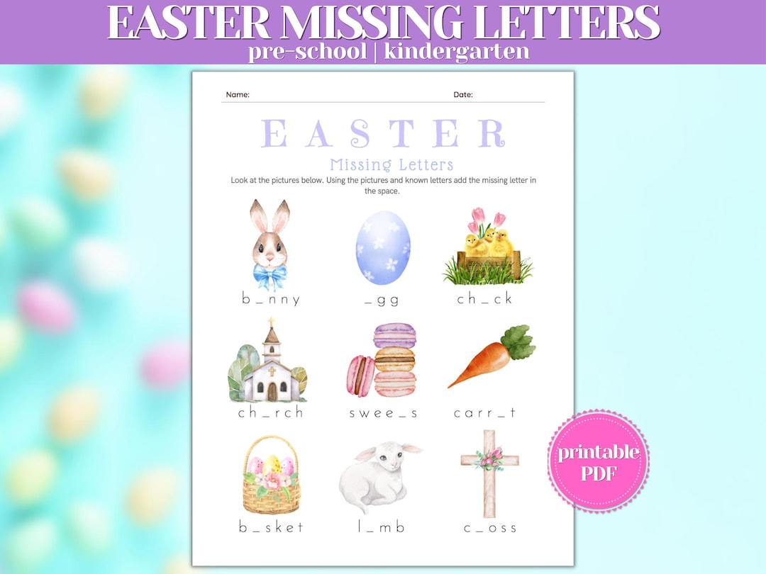 Easter Missing Letters Worksheet Printable | Spring Alphabet Activity ...