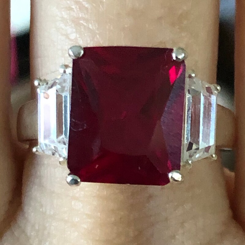 Emerald Cut Ruby Ring - Etsy