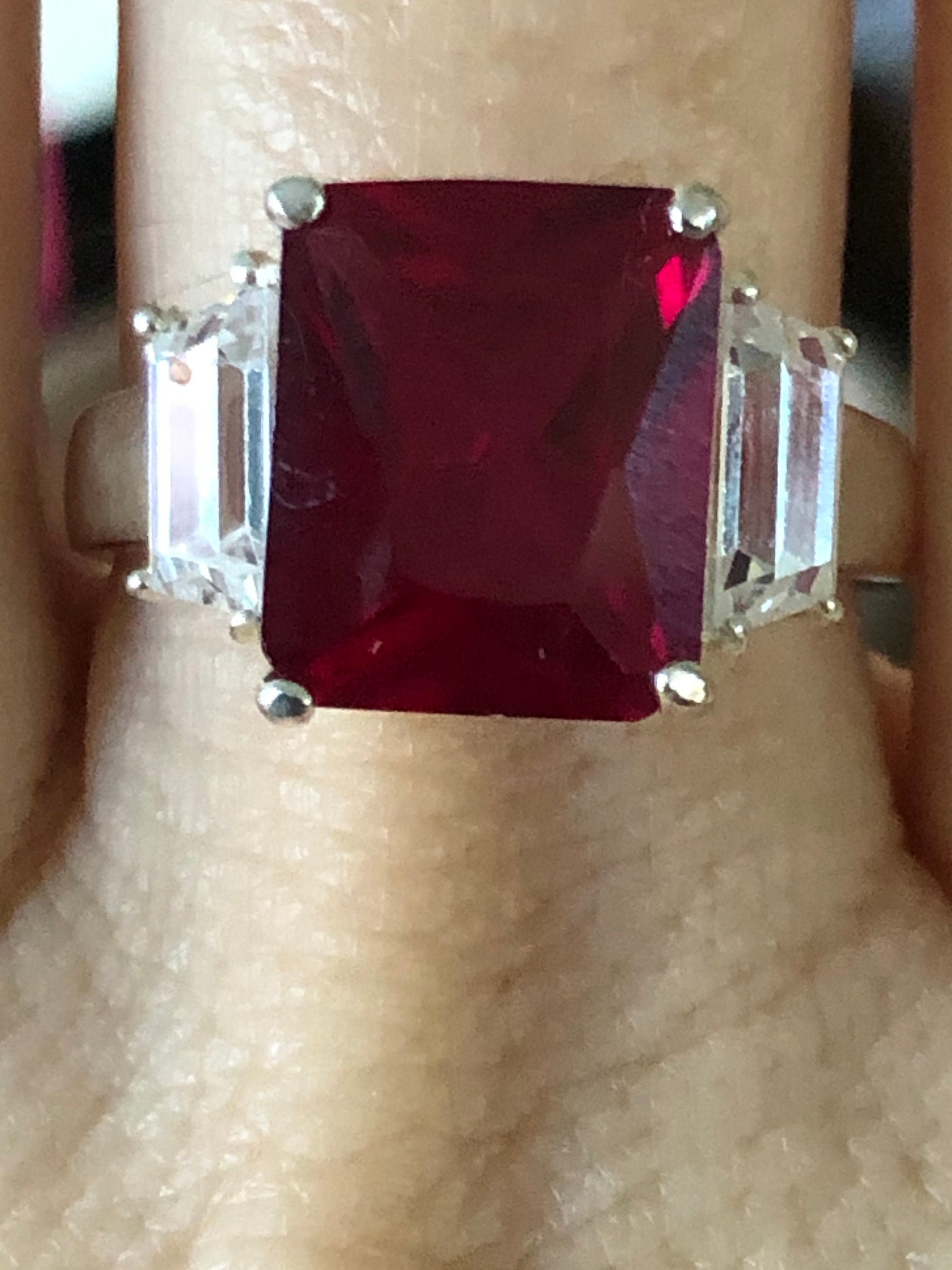Antique Emerald Cut Ruby Rings