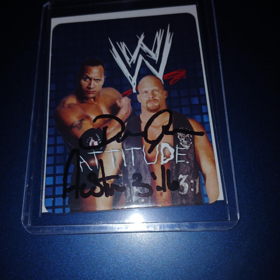 Dwayne Johnson, Stone Cold Steve Austin Autographed Card With Cert - Etsy