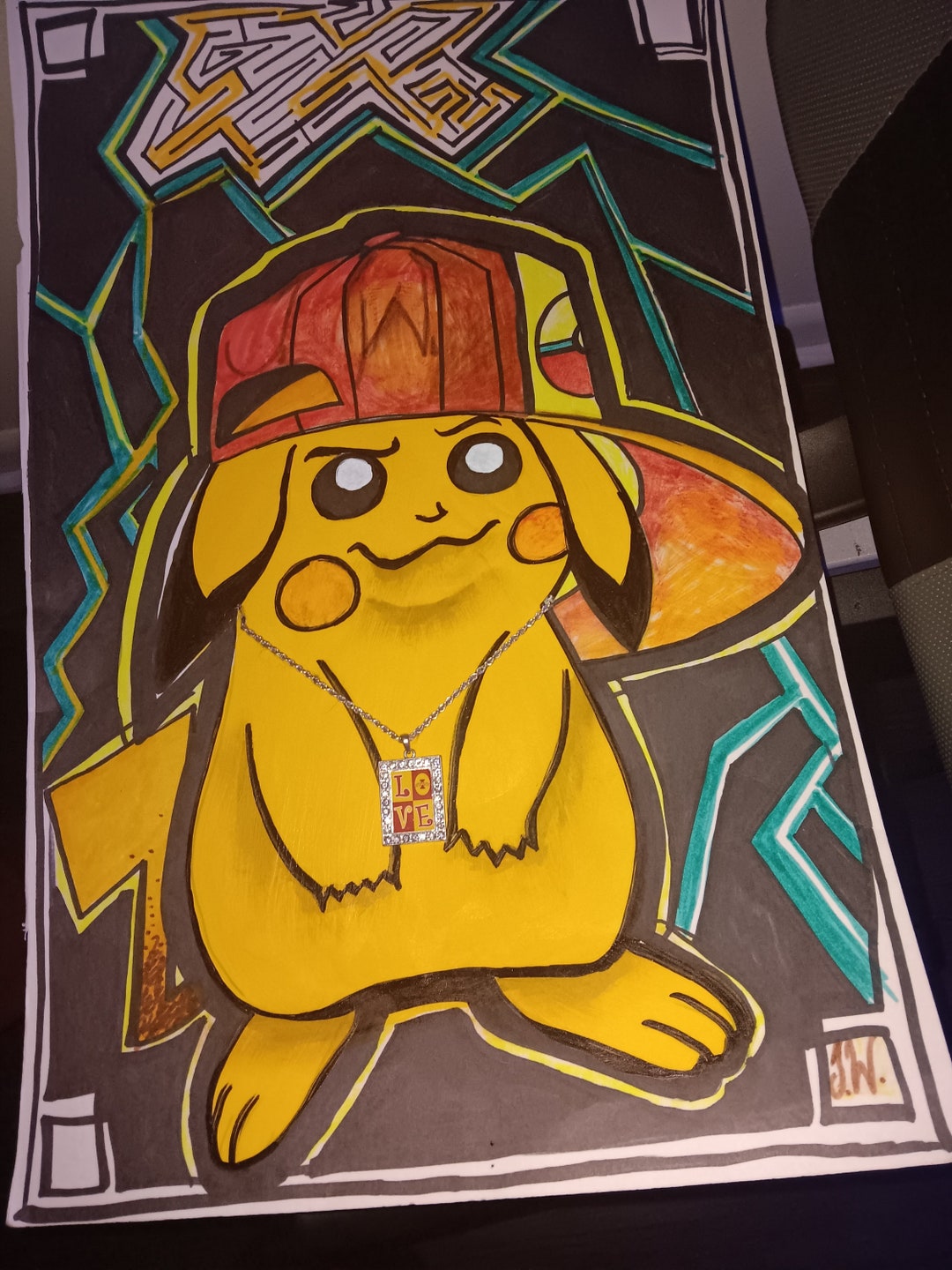 Pokémon Pikachu Hand Printed Art, Size is Approximately 14x28 Inches ...