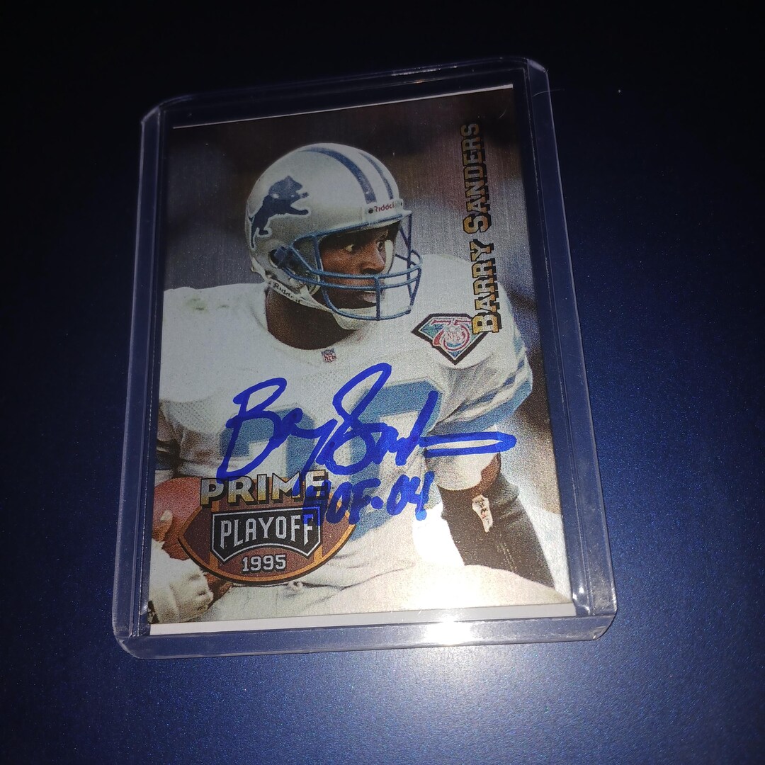 Barry Sanders Autographed Card With Coa - Etsy