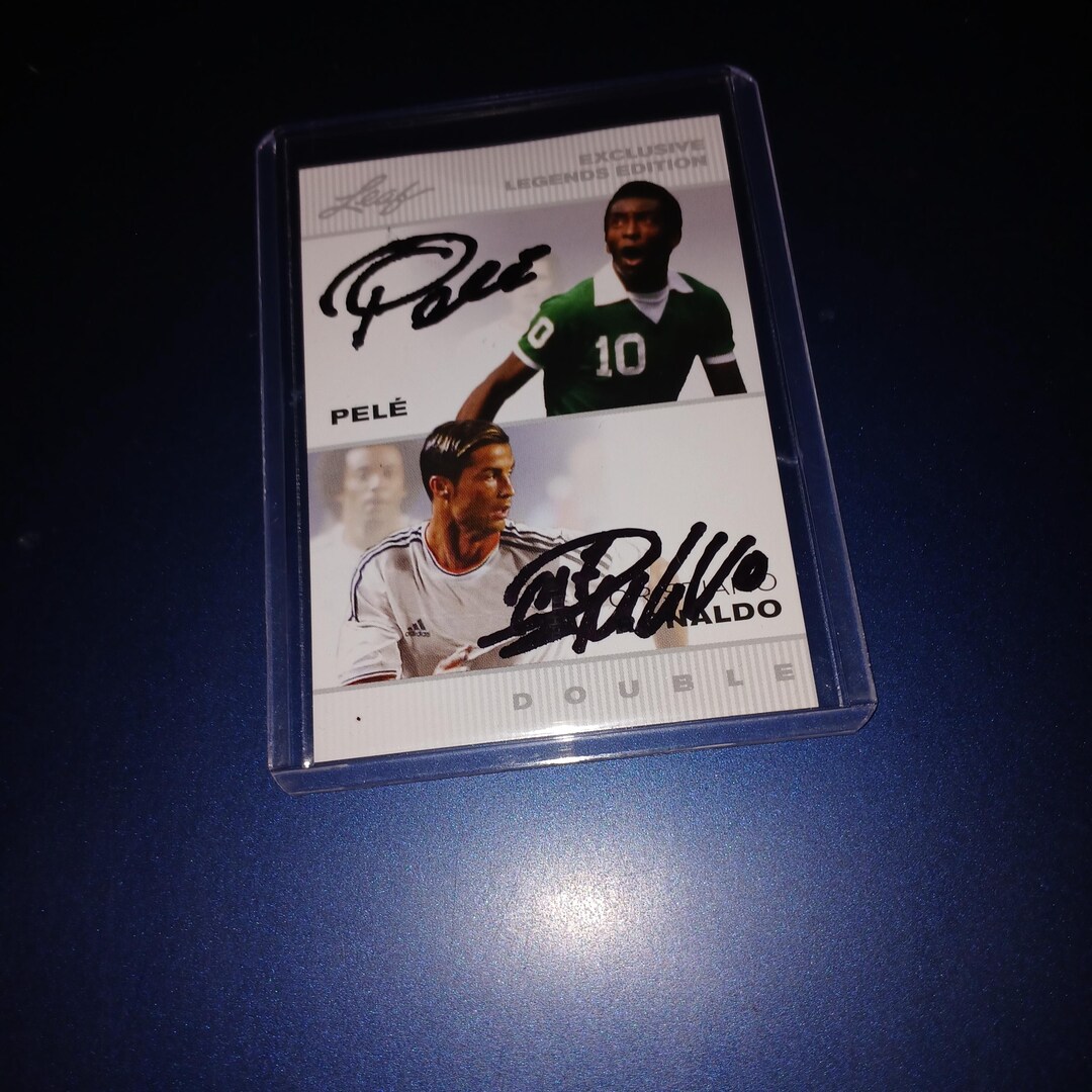 Cristiano Ronaldo, Pele Autographed Card With Coa - Etsy