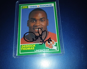 1989 Pro Set #498 Derrick Thomas Signed Rookie Card RC Authentic PSA ...
