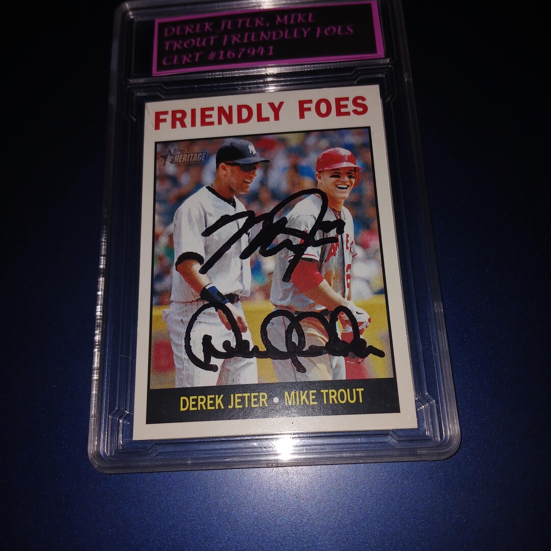 Derek Jeter, Mike Trout Autographed Card With COA - Etsy