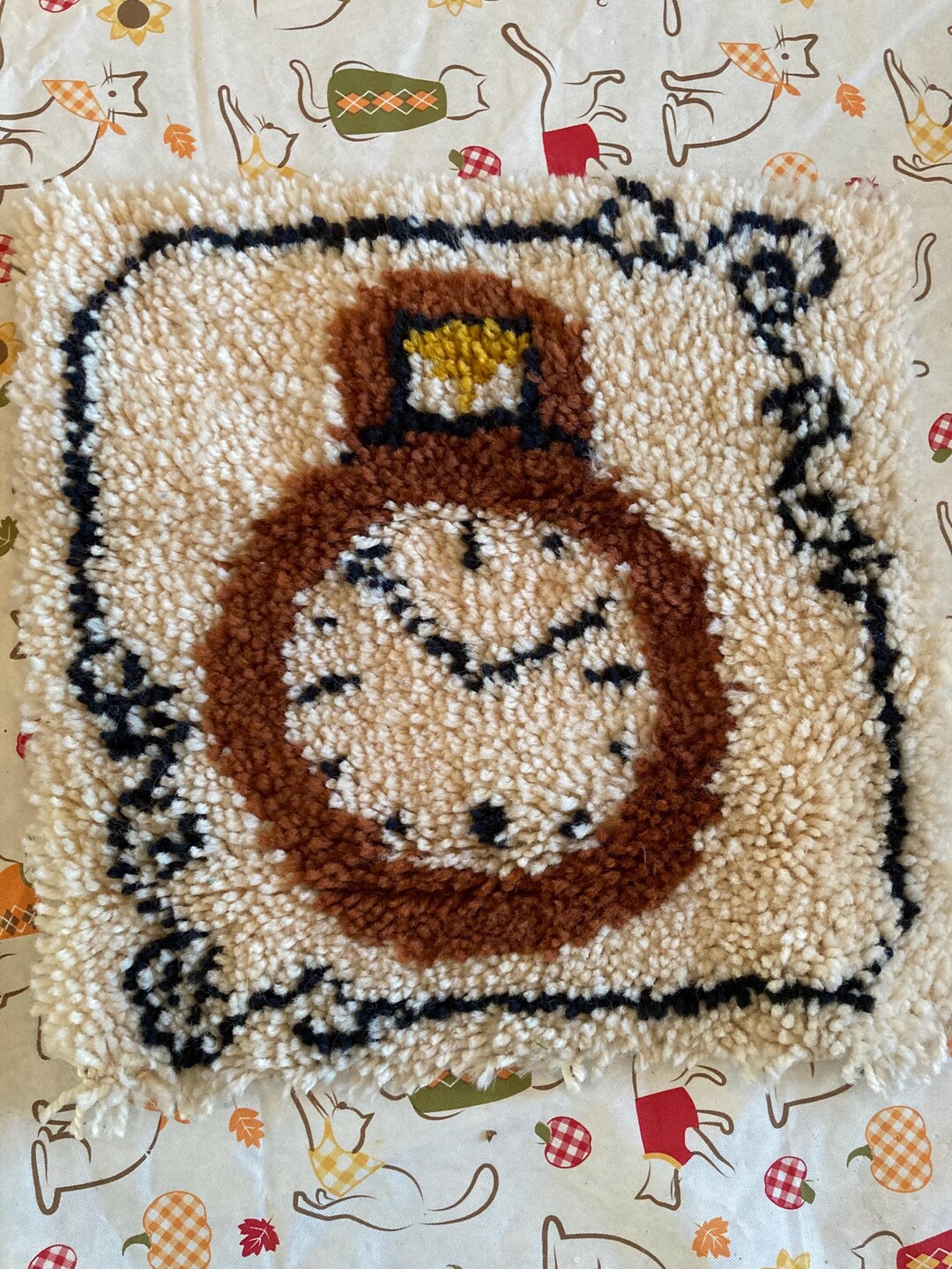 Vintage Latch Hook Clock Artwork - Etsy