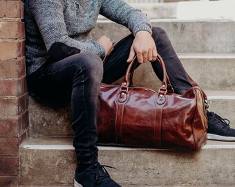 The Asta Weekender Handcrafted Leather Duffle Bag - Etsy