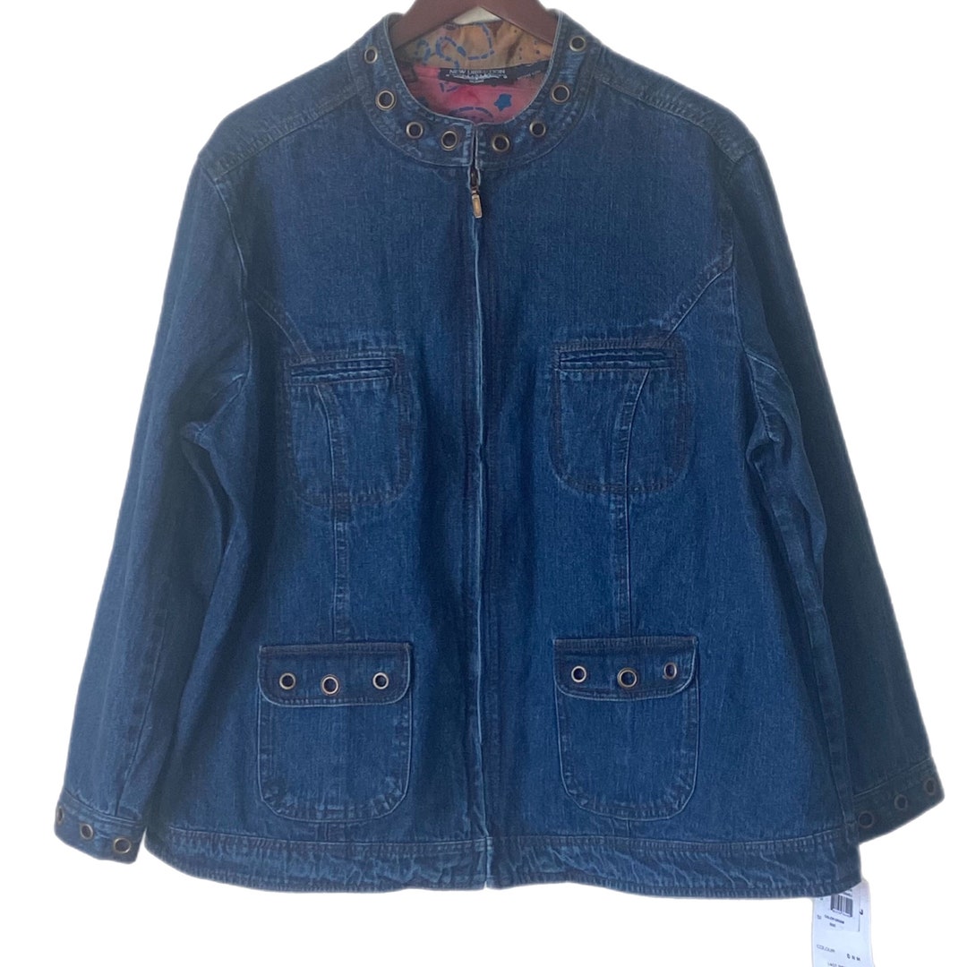NEW DIRECTION NOS Denim Jacket Grommets Pockets Sz 1X - Etsy