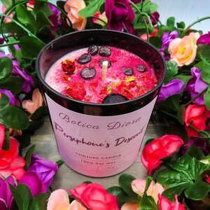 Persephone's Descent: Intention Candle With Pomegranate Flowers ...