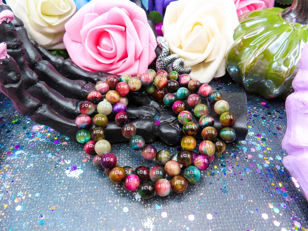 Rainbow Tiger's Eye Bracelet for Empath Protection | 8mm Handmade ...