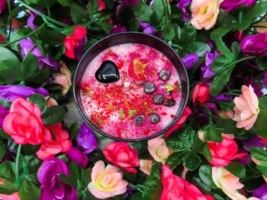 Persephone's Descent: Intention Candle With Pomegranate Flowers ...