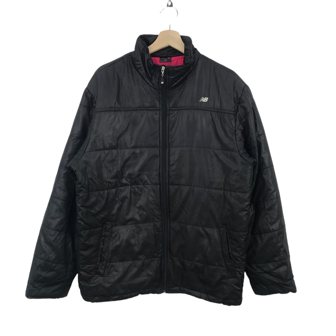 NEW BALANCE Puffer Jacket Small Logo Full Zipper Hiphop Swag Streetwear ...