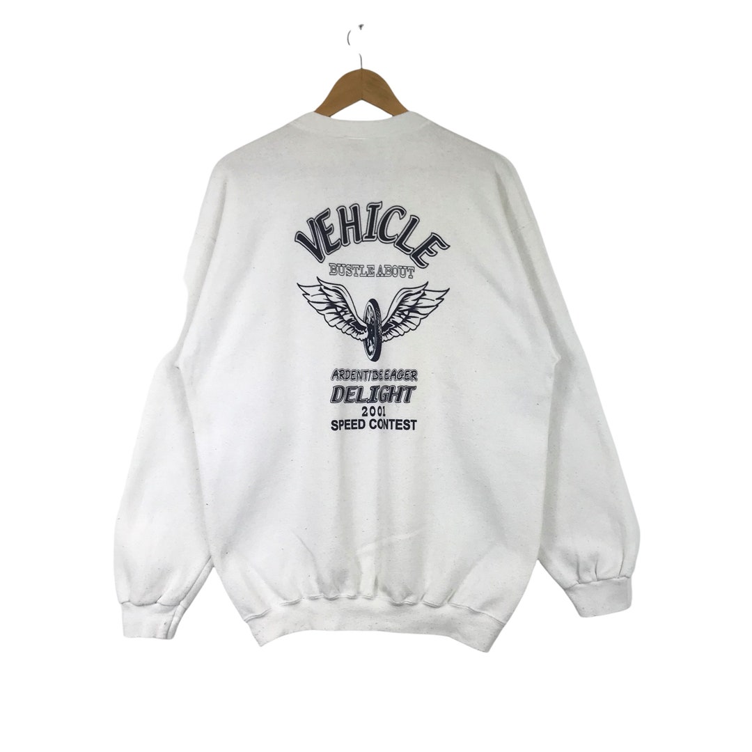 Vintage Bustle About World Speedway Sweatshirt Tultex Big Logo Pullover Jumper Motorcycle ...