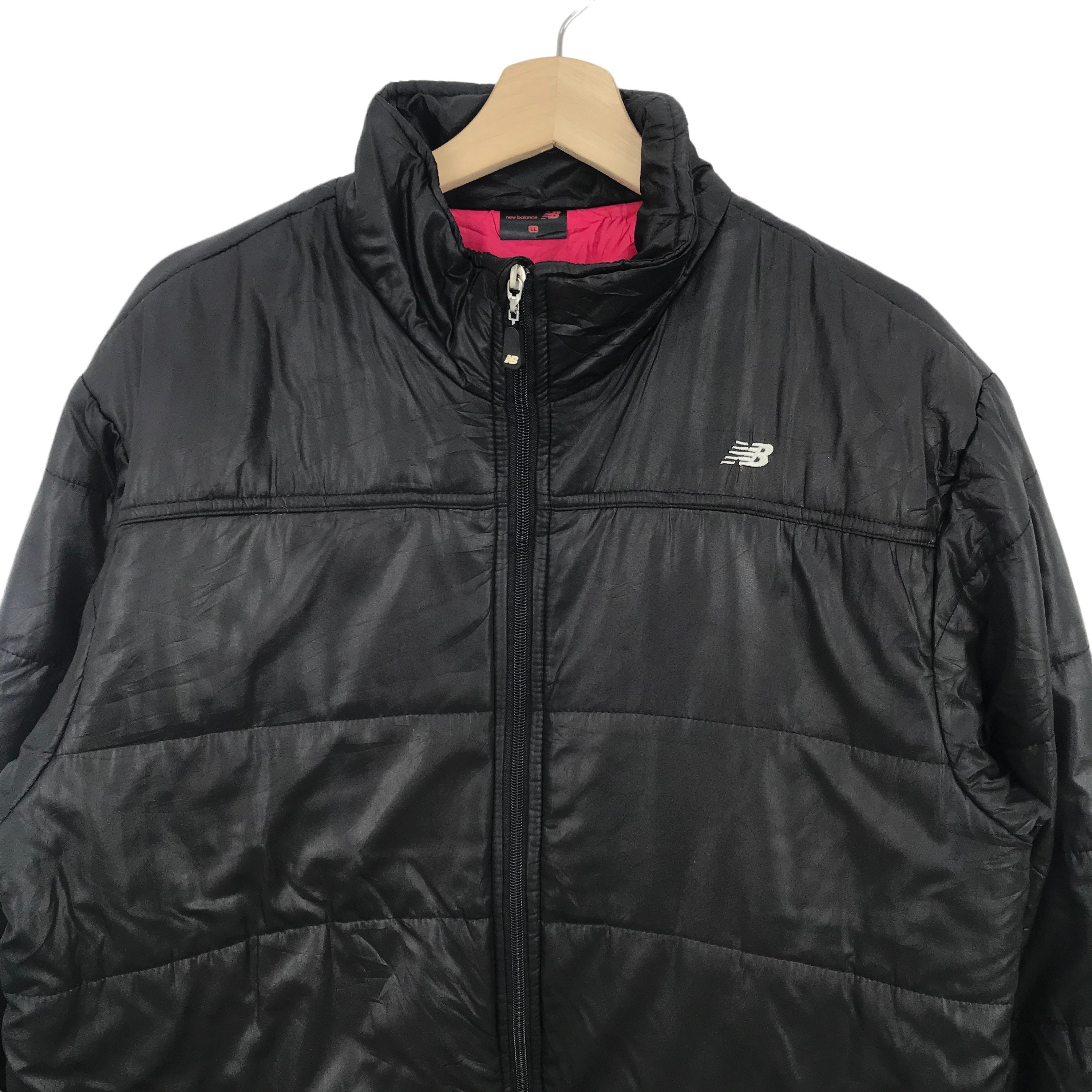 NEW BALANCE Puffer Jacket Small Logo Full Zipper Hiphop Swag Streetwear ...