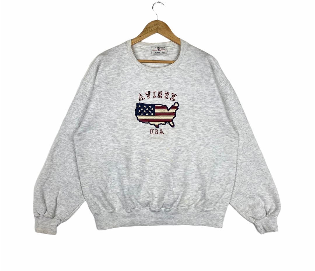 Vintage AVIREX USA Sweatshirt Big Logo Pullover Jumper Military ...