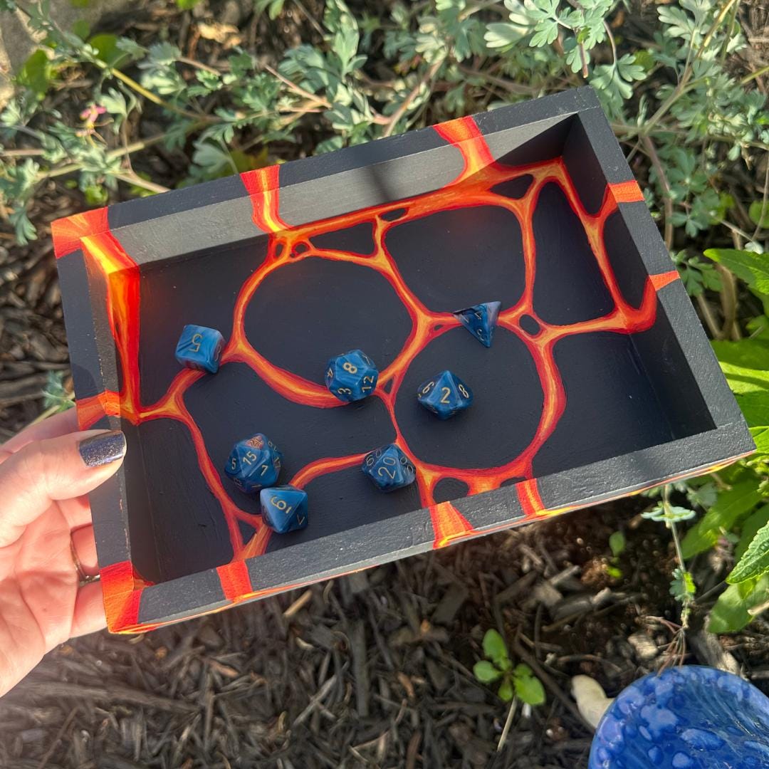 Hand Painted Dice Rolling Tray for Ttrpgs, DND, Board Games & More ...