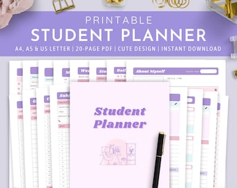 Study Planner Printable Pink A4 College Student PDF - Etsy