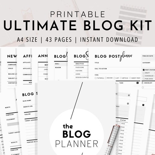 Printable Blog Planner Social Media Planner Instant | Etsy