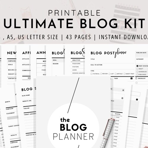 Ultimate Blog Planner A4 A5 US Letter Blogging Kit - Etsy