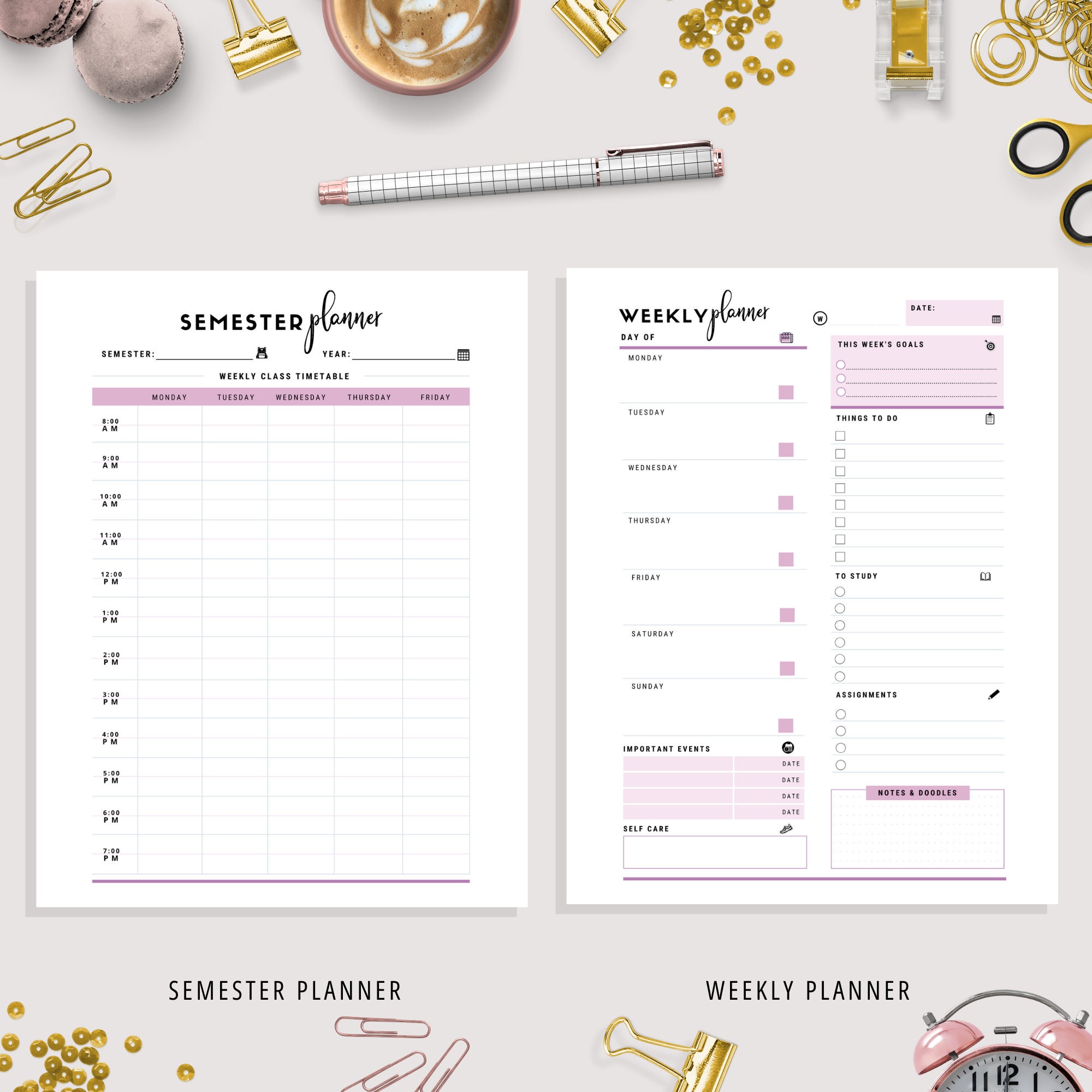 Letter Size Student Planner Printable lavender Study | Etsy Canada