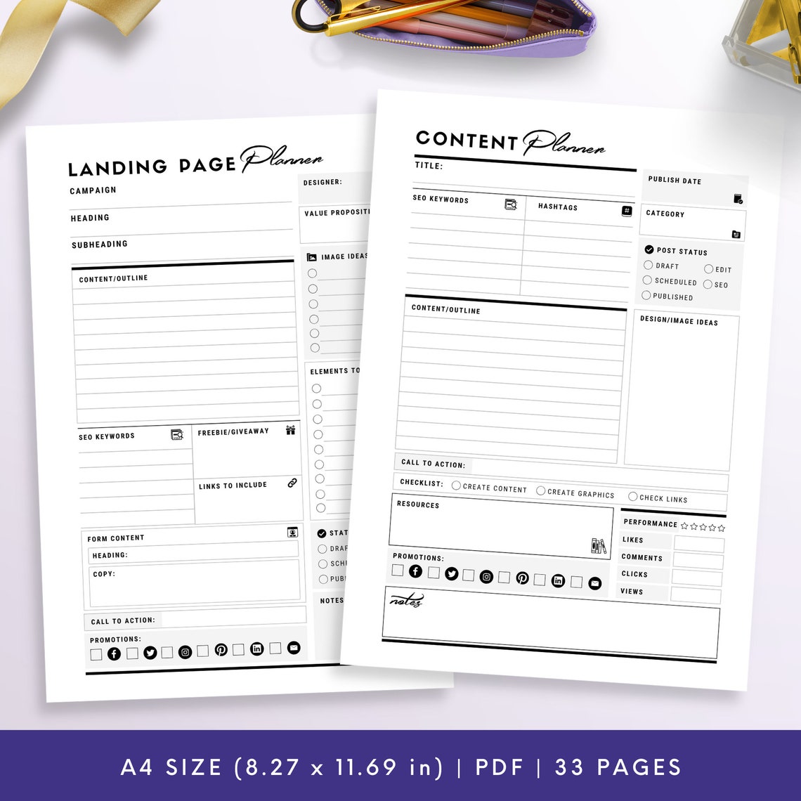 A4 Marketing Campaign Planner 33 Pages 2022 Marketing - Etsy