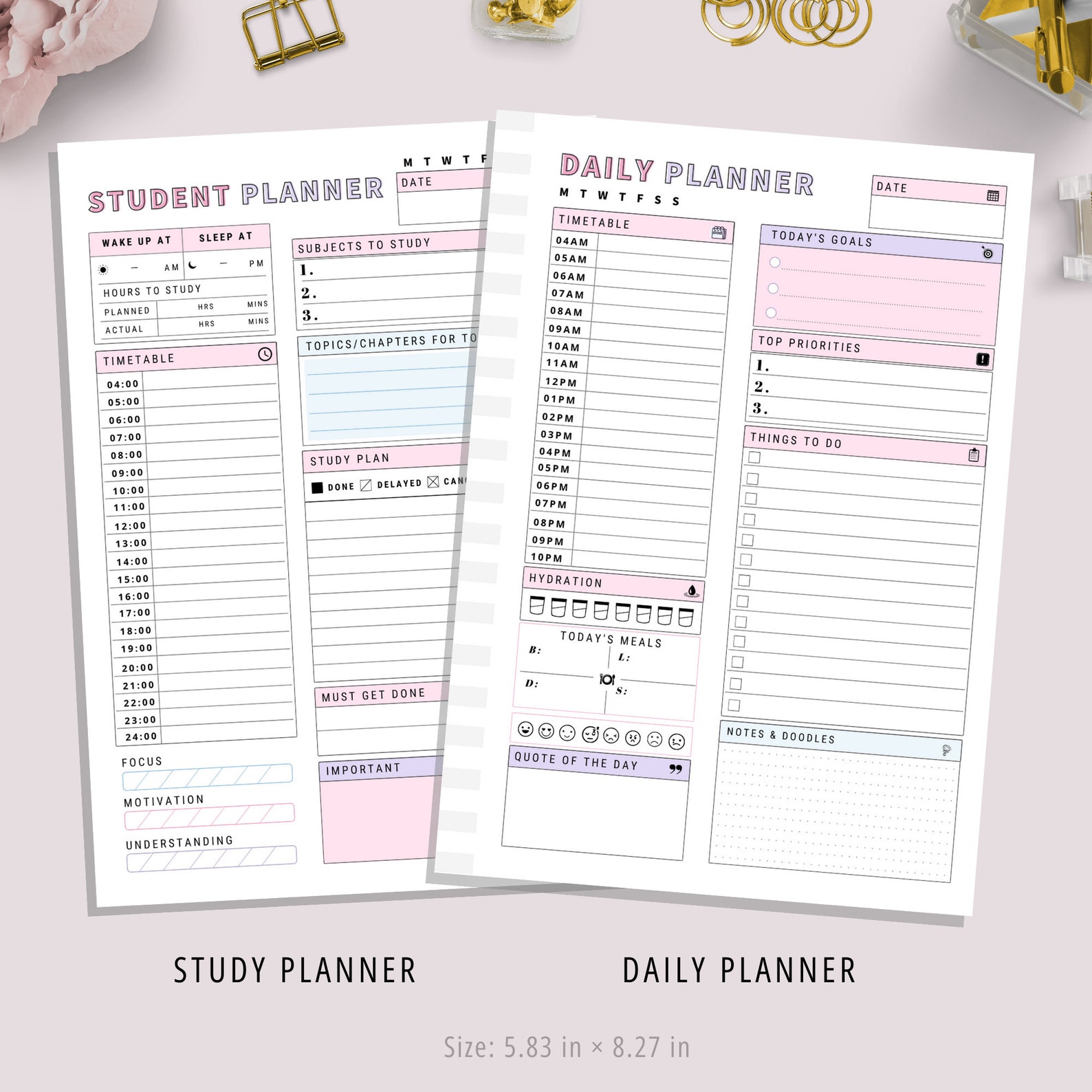 A5, Student Planner Printable , Study Planner, School Planner, College ...