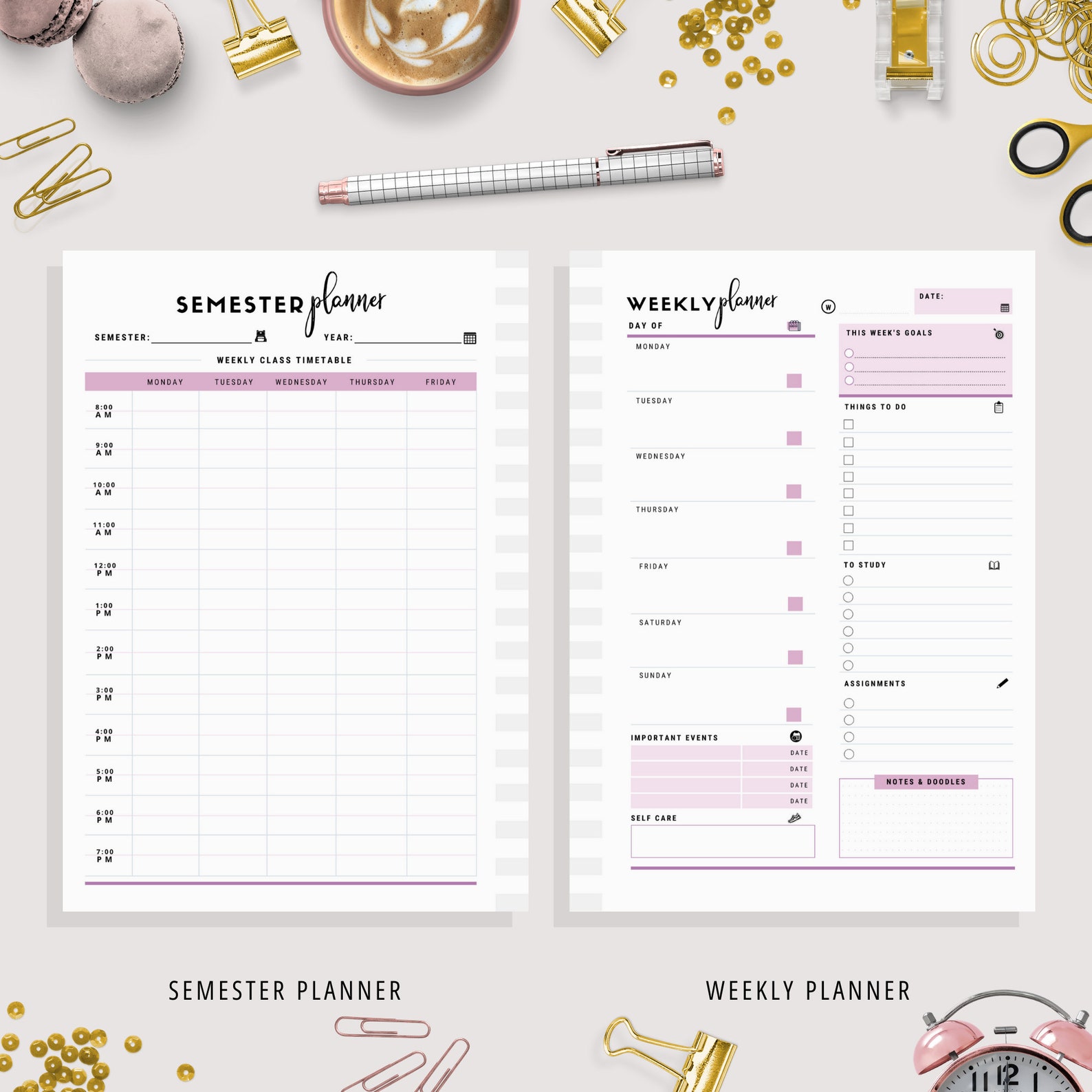 A5 Student Planner Printable lavender Study Planner | Etsy