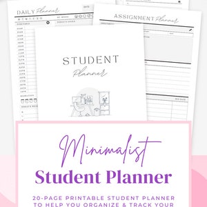 Minimalist Student Planner, Study Planner for College, School Planner ...