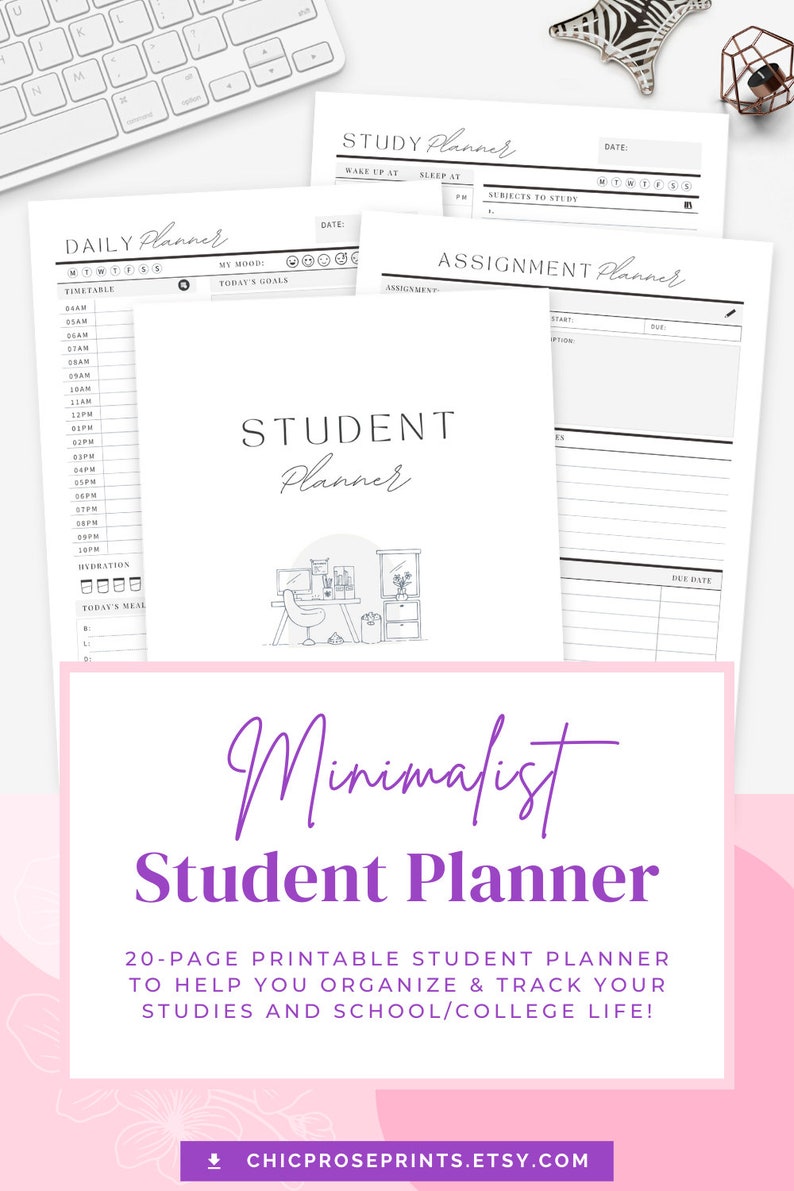 Minimalist Student Planner, Study Planner for College, School Planner ...