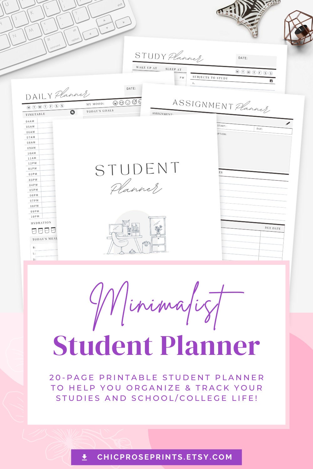 Minimalist Student Planner, Study Planner for College, School Planner ...